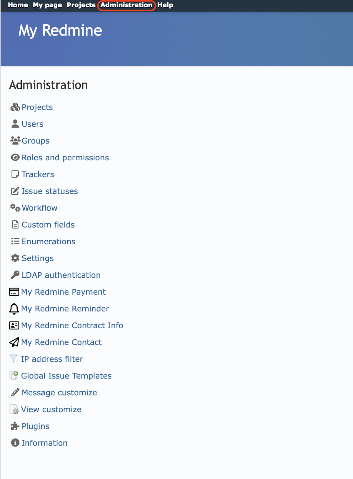 1. First Time Login as an Administrator | My Redmine Global Edition