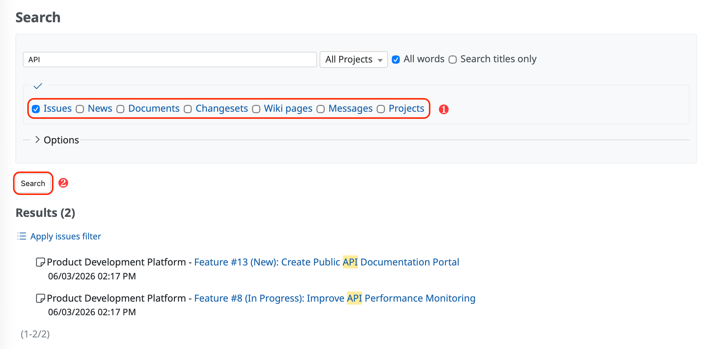 Searching for Issues and Attachments | My Redmine Global Edition