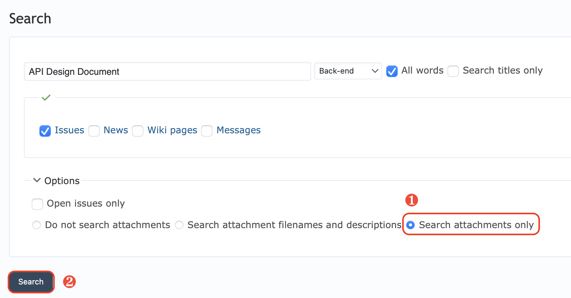 Searching for Issues and Attachments | My Redmine Global Edition