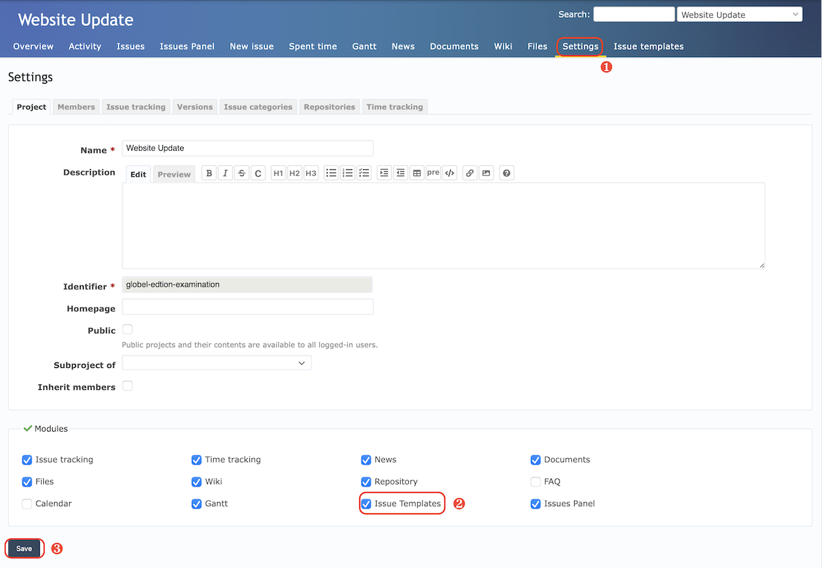 Issue Templates | My Redmine Global Edition