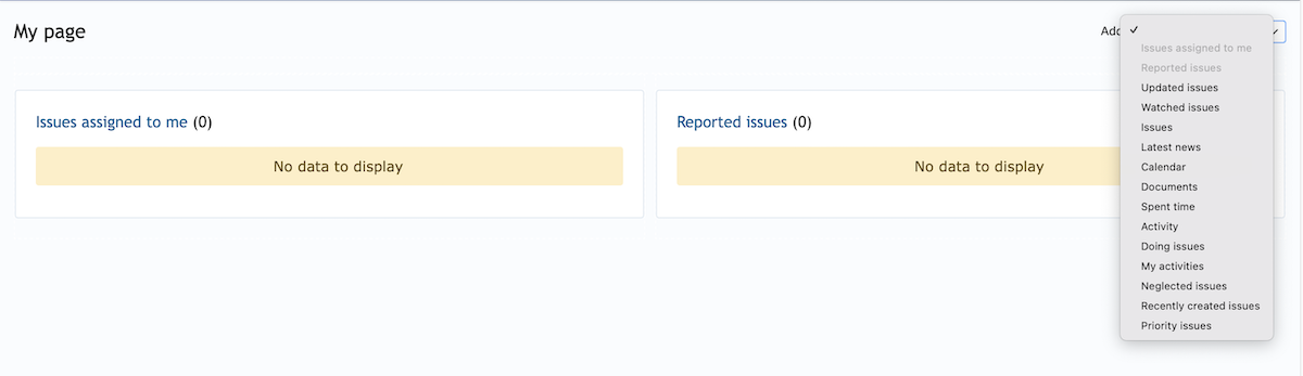 My Page Blocks | My Redmine Global Edition